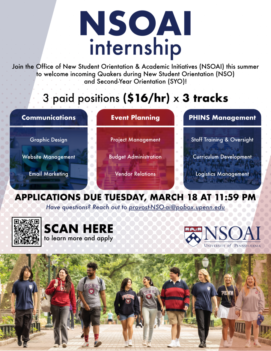 NSOAI Internship Program - Penn New Student Orientation and Academic Initiatives